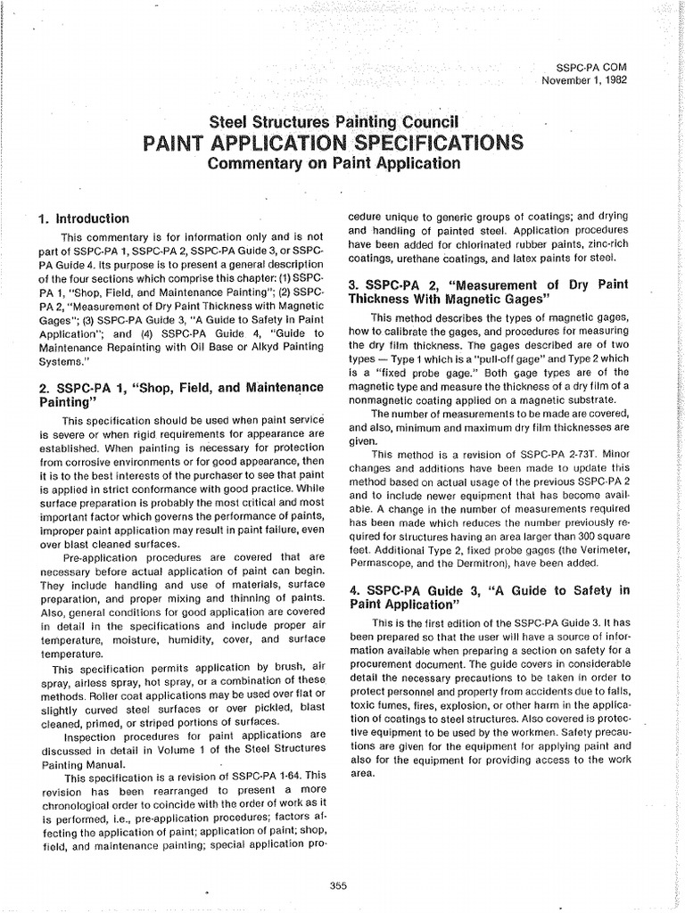 SSPC PA-1 1982 Paint Application Spec-1 Shop, Field & Manitenance ...