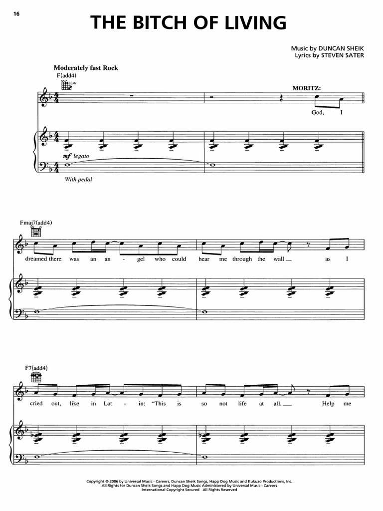 The Bitch of Living (Spring Awakening) | PDF