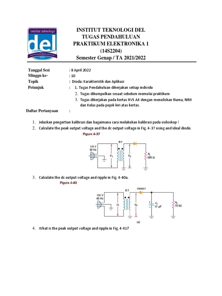 TP Modul 1 - Dioda-Karakteristik Dan Aplikasi 2022 | PDF | Teknologi & Rekayasa