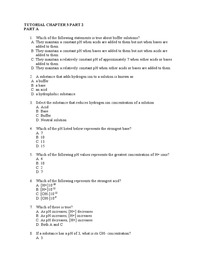 Tutorial Chapter 3 Part 2 Pdf Ph Buffer Solution