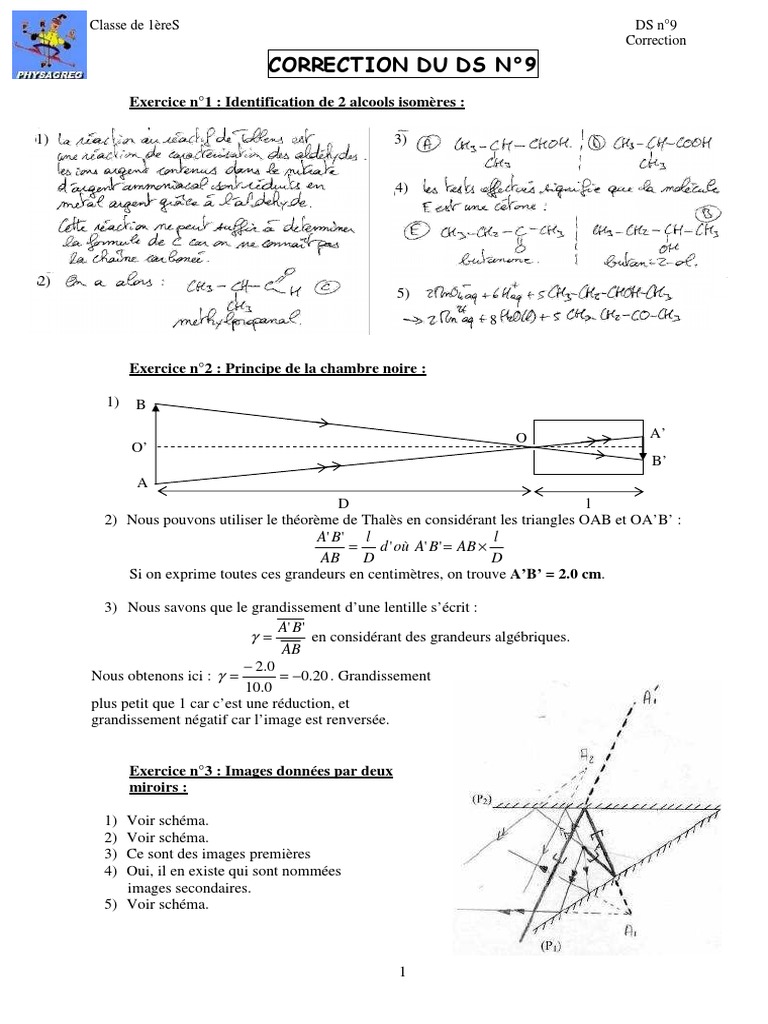 Correction DS n°9 - 1ère S | PDF | Mathématiques
