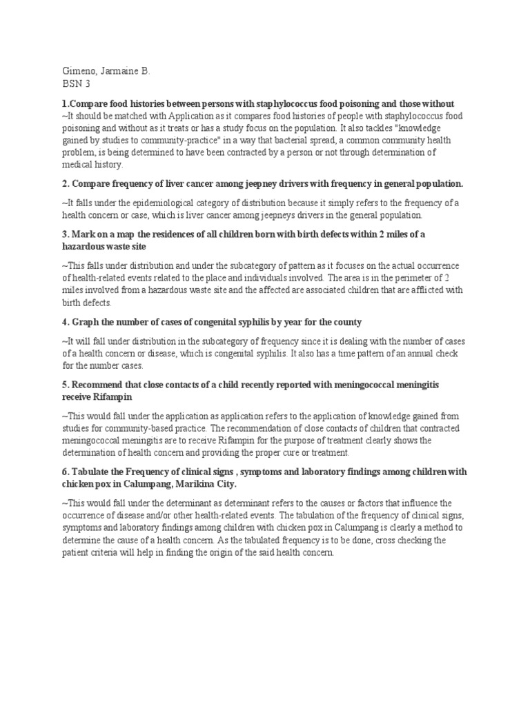 CHN Epidemiology QUIZ | PDF | Meningitis | Epidemiology