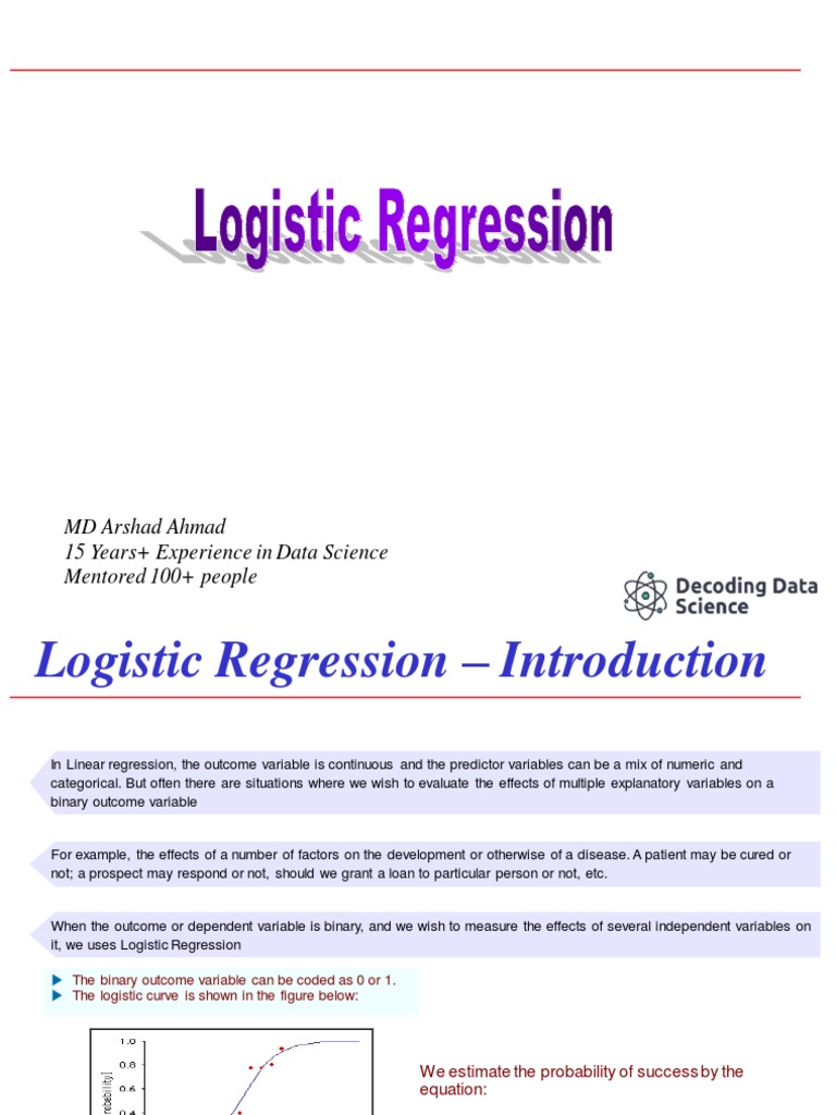 Logistic Regression | PDF | Dependent And Independent Variables | Logistic Regression