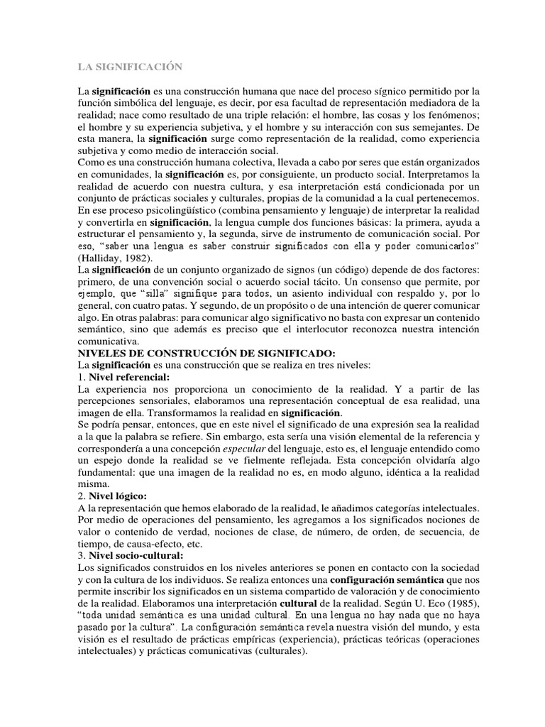 La Significación | PDF | Realidad | Comunicación