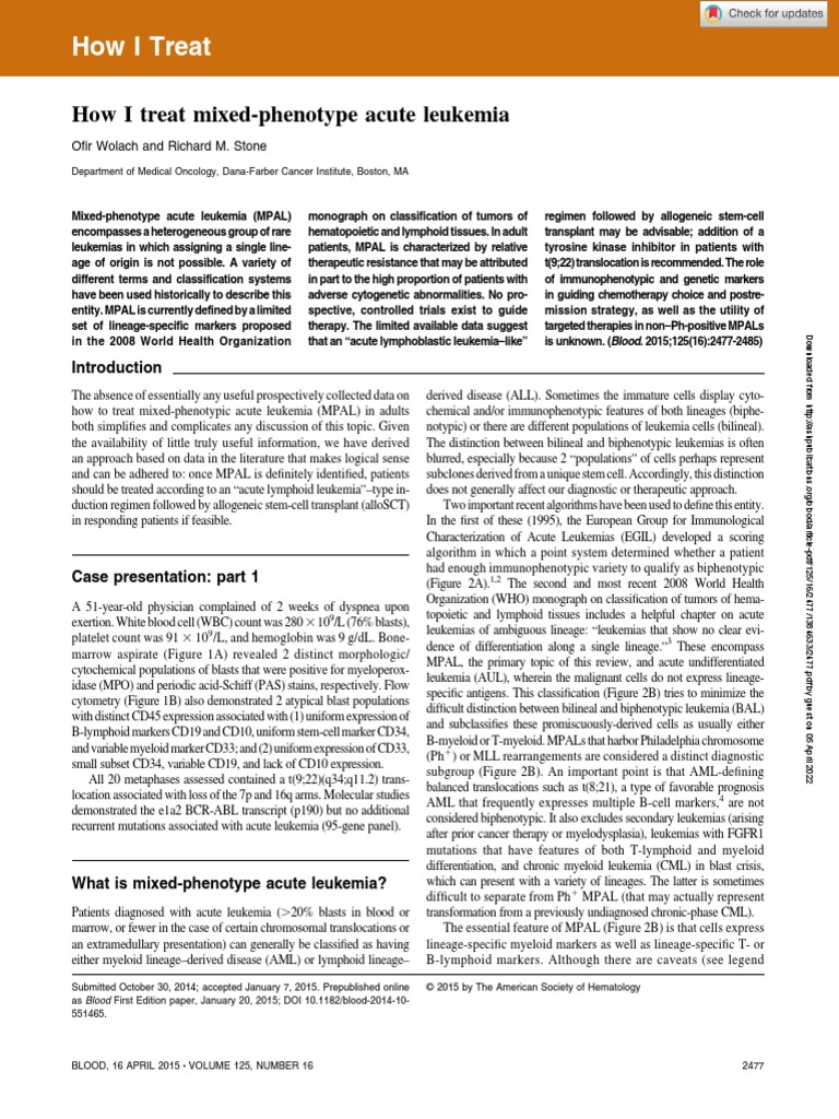 How I Treat Mixed-Phenotype Acute Leukemia | PDF | Leukemia ...