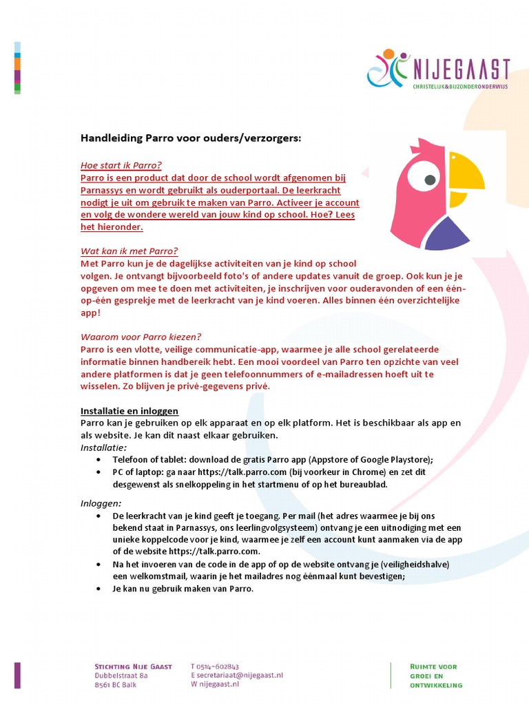 Informatie Parro Nieuwe Ouders | PDF