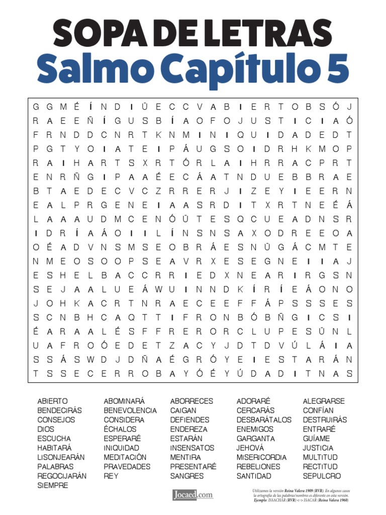 Salmo 5 Sopa de Letras | PDF