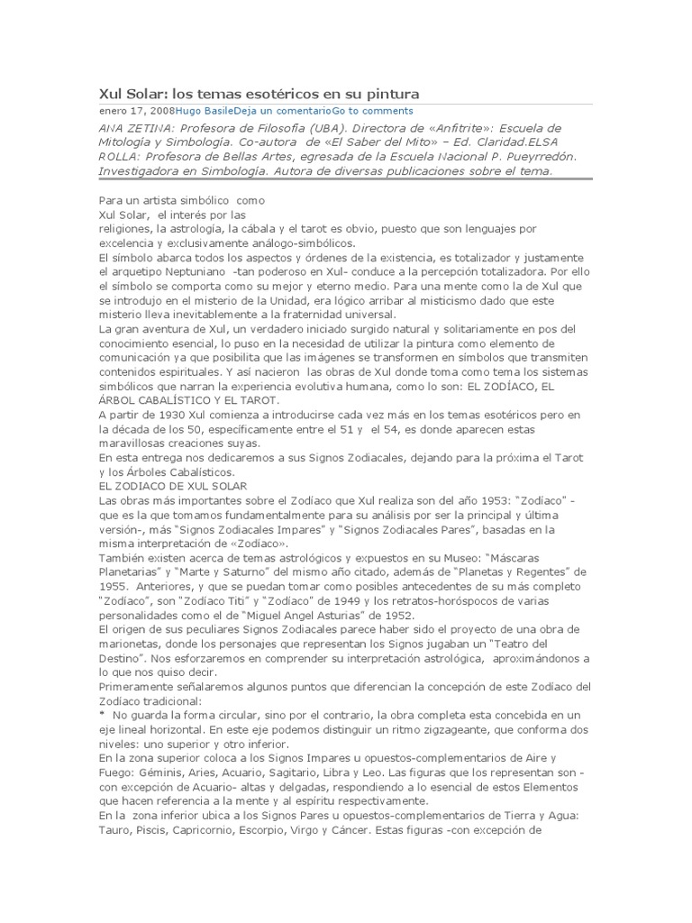 Xul Solar. Los Temas Esotericos en Su Pintura | PDF | Zodíaco | Signo ...