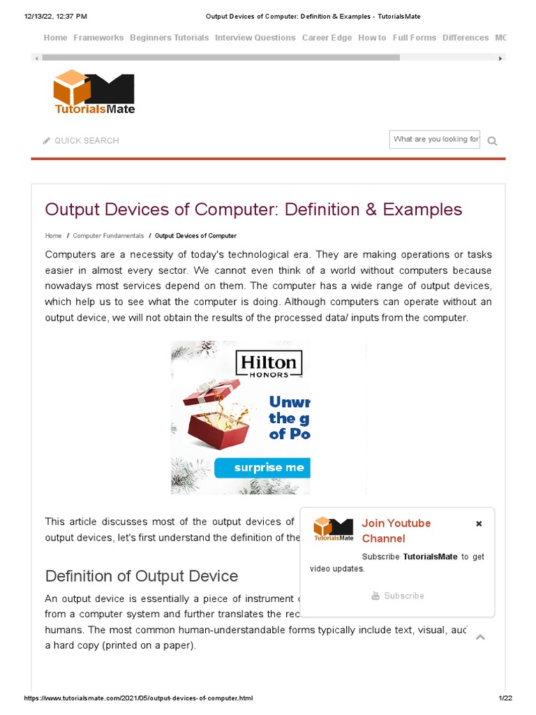 Output Devices of Computer: Definition & Examples | PDF | Printer (Computing) | Computer Monitor