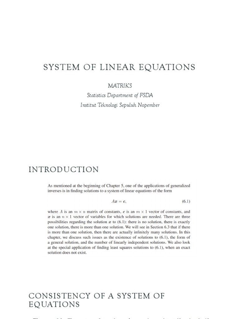 System of Linear Eq | PDF