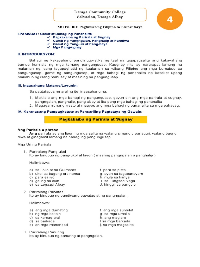 MC Fil 101 Modyul 4 | PDF