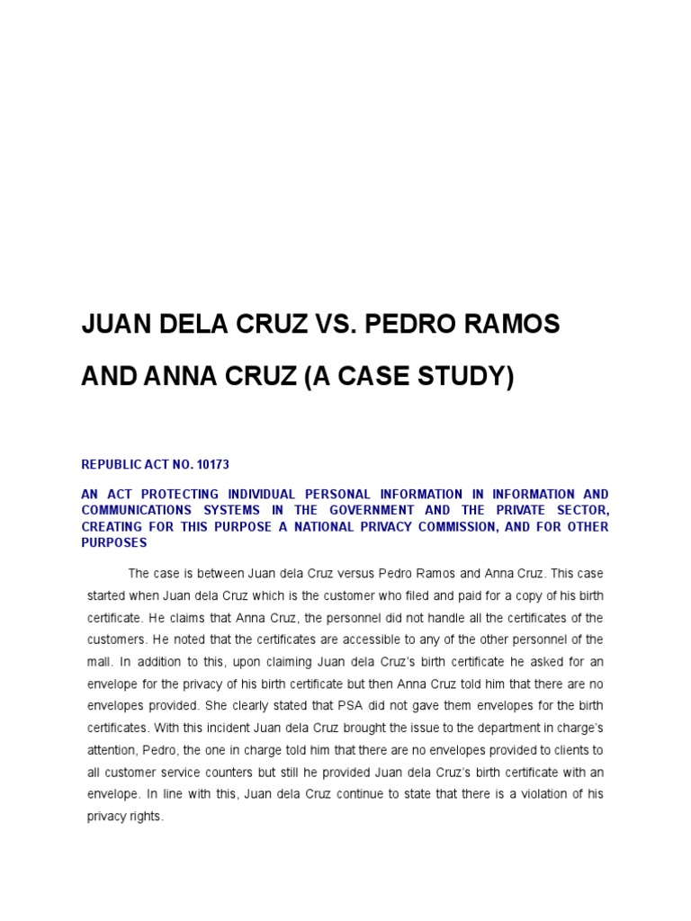 Juan Dela Cruz vs. Pedro Ramos and Anna Cruz (A Case Study) | PDF ...
