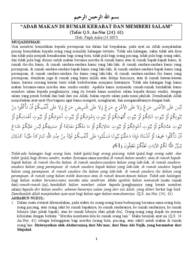 Adab Makan dan Salam dalam Islam | PDF
