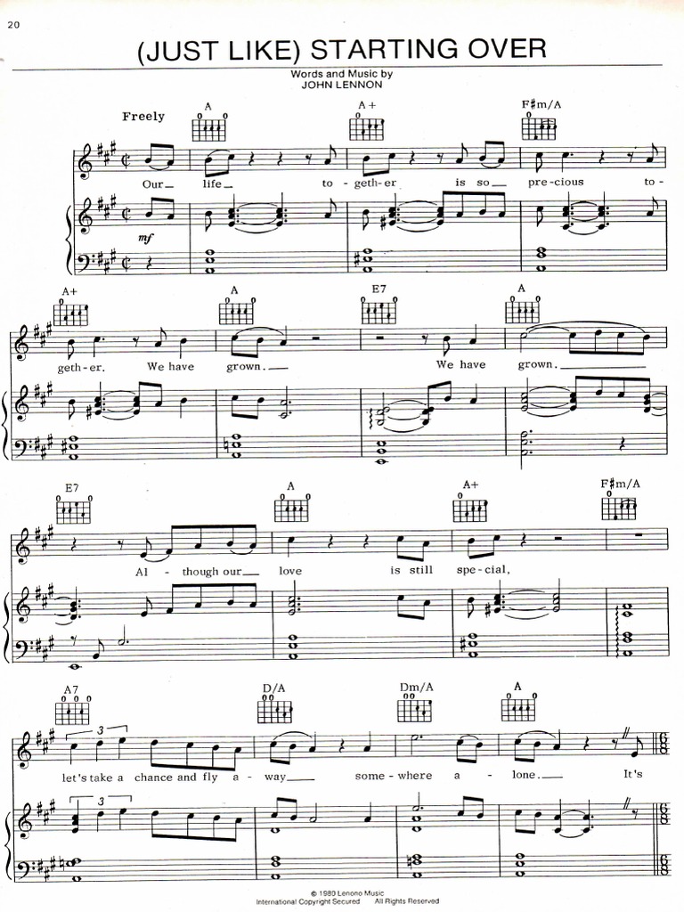 (Just Like) Starting Over (J. Lennon) | PDF