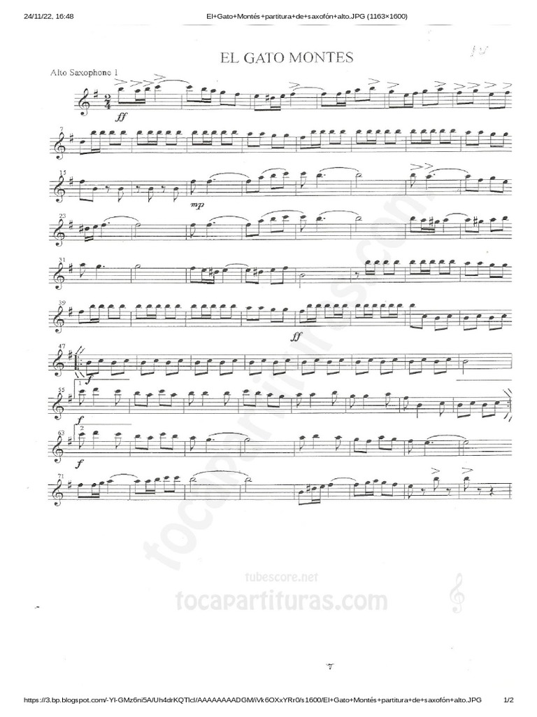 El Gato Montés Partitura de Saxofón Alto | PDF