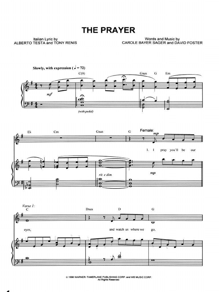 Celine Dion The Prayer Sheetmusicgiant Pdf