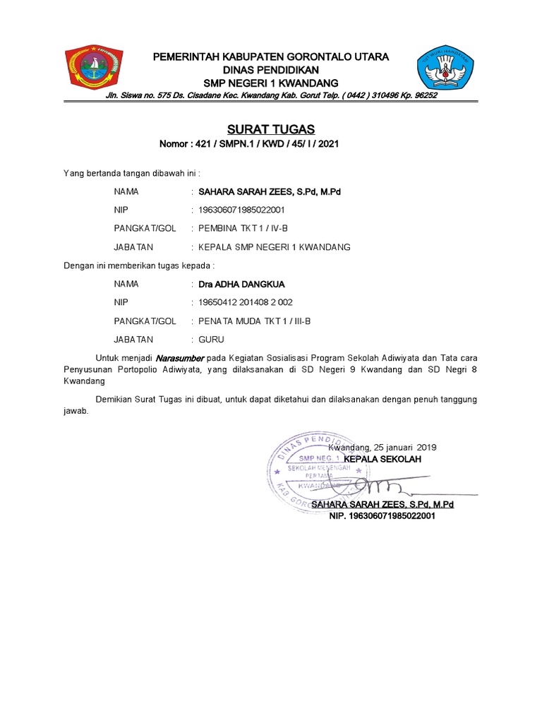 Surat Tugas Menjadi Narasumber | PDF