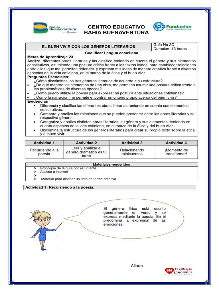 Meta 23 Guia 2c Lenguaje 2021 | PDF | Aldea | Poesía