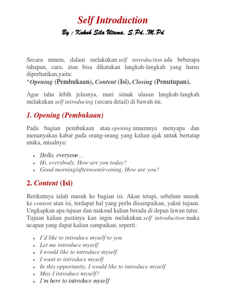 Self Introduction | PDF