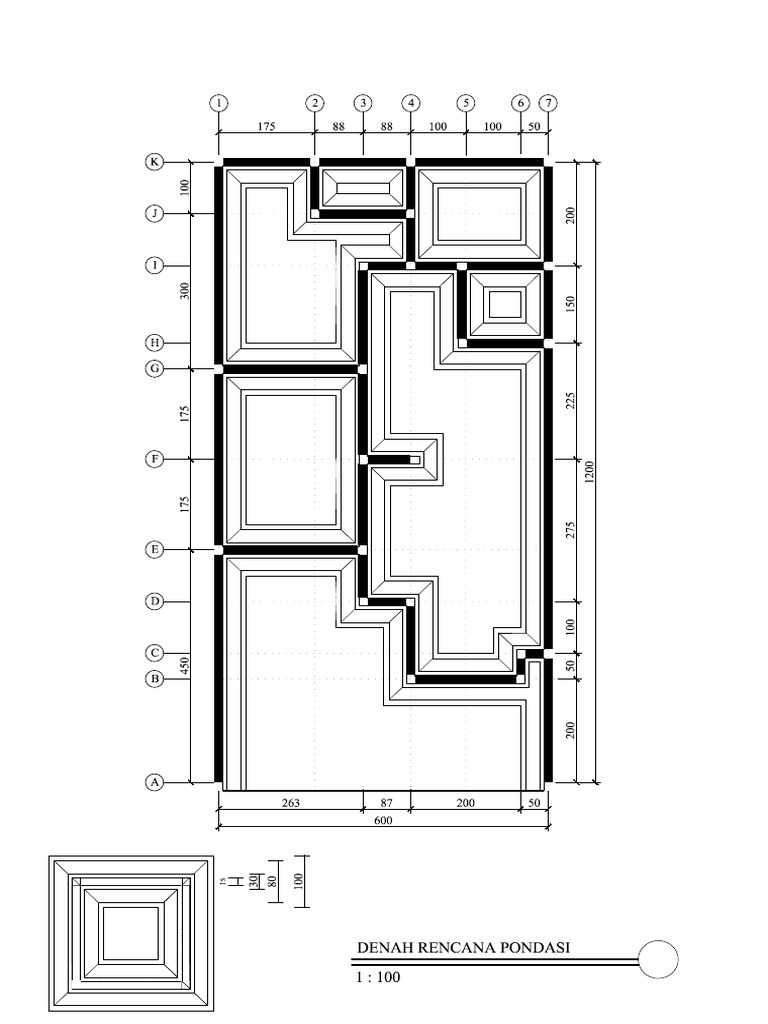 Denah Rencana Pondasi Paket 1 | PDF