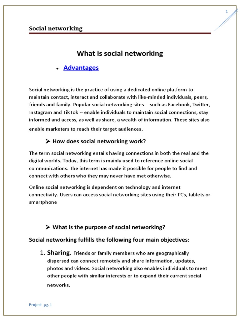 Overview of Social Networking Benefits | PDF | Social Networking ...