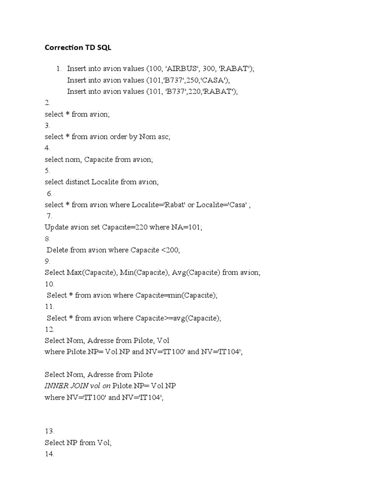 Correction TDSQL | PDF