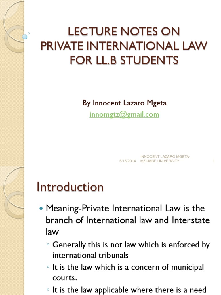 Private International Law Lecture Notes | PDF | Choice Of Law | Social ...