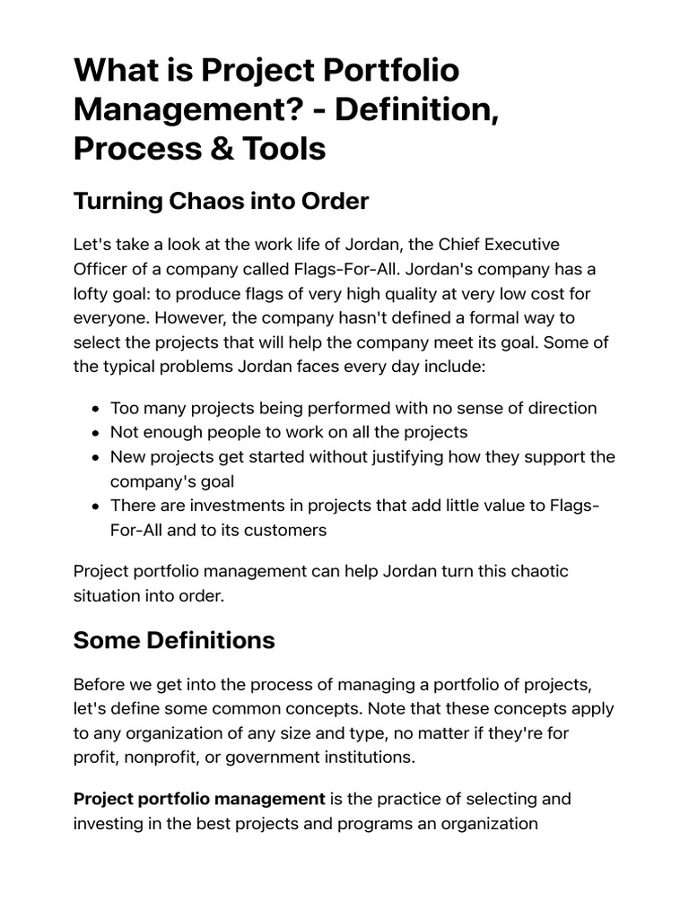 What Is Project Portfolio Management? - Definition, Process & Tools ...