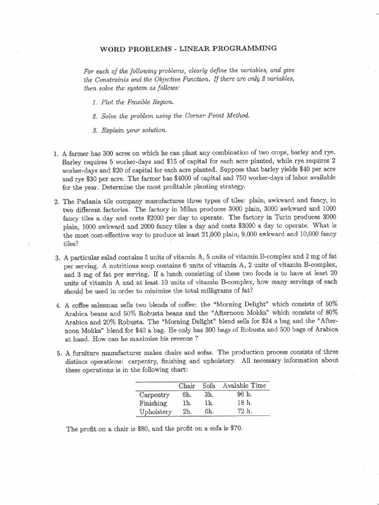 Linear Programming Problem Set | PDF