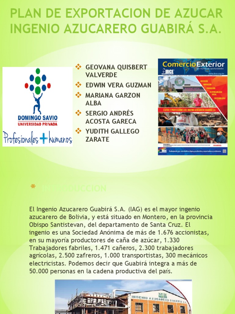 Proyecto Formativo Ingenio Azucarero Guabirá | PDF