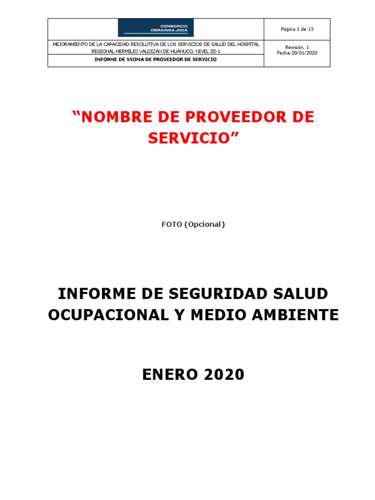 Informe Mensual SSOMA R1 | PDF | Seguridad y salud ocupacional Informe Mensual SSOMA R1 | PDF | Seguridad y salud ocupacional