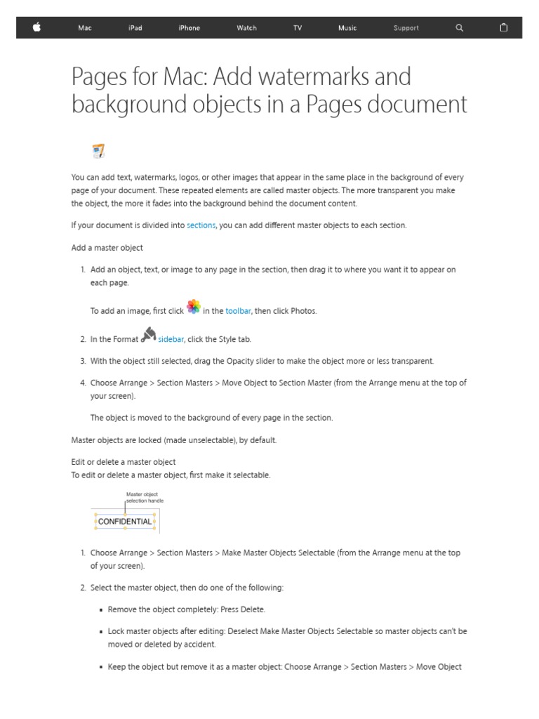 Pages For Mac: Add Watermarks and Background Objects in A Pages ...