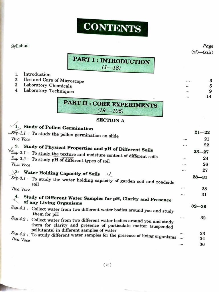 Contents of Practicals XII | PDF | Flowers | Soil