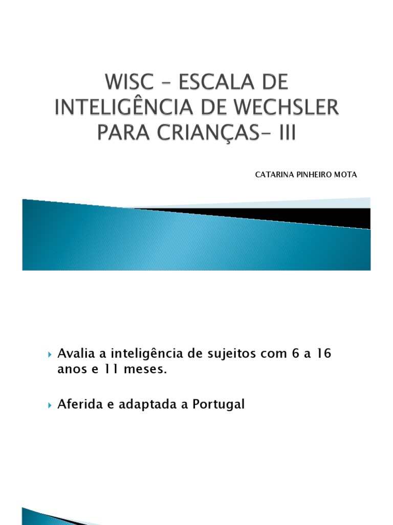 WISC - Teste de Inteligência de Wechsler para Crianças | PDF ...