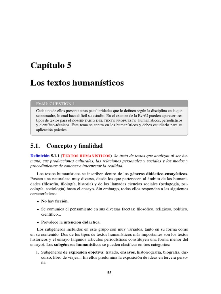 Análisis de textos humanísticos y sus características | PDF | Ensayos ...