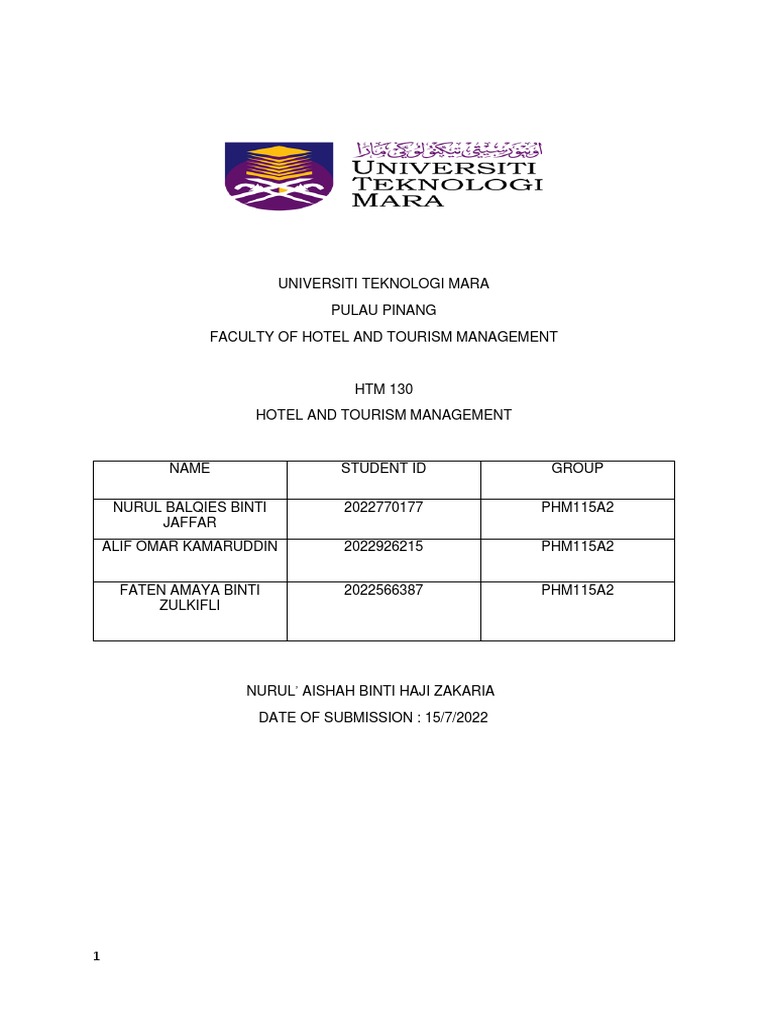 HTM Group Assignment | PDF