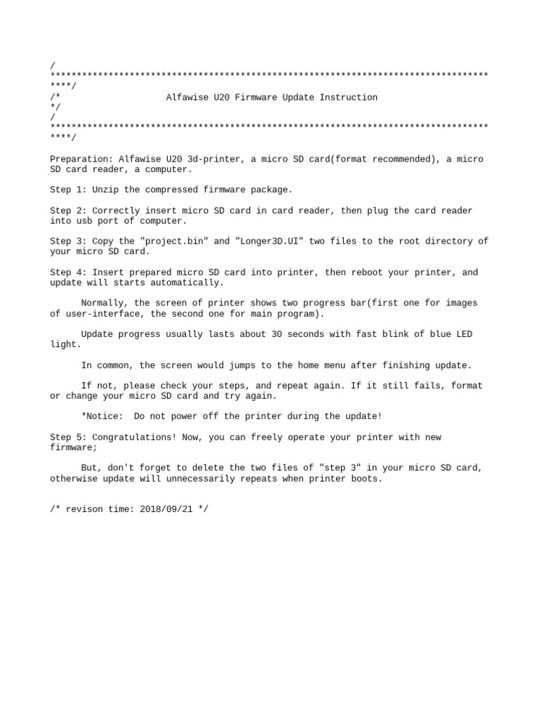 U20 FW Update Instruction | PDF