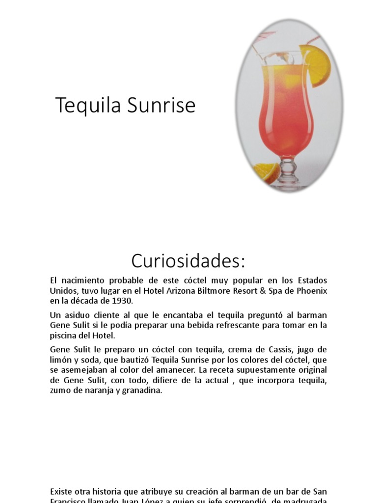 Variantes de Tequila Sunrise | PDF | Cócteles | Bebidas alcohólicas