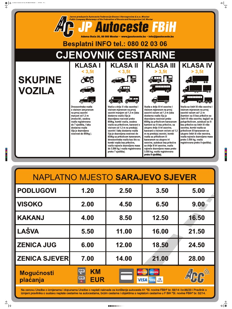 Cjenovnik Sarajevo Zenica | PDF