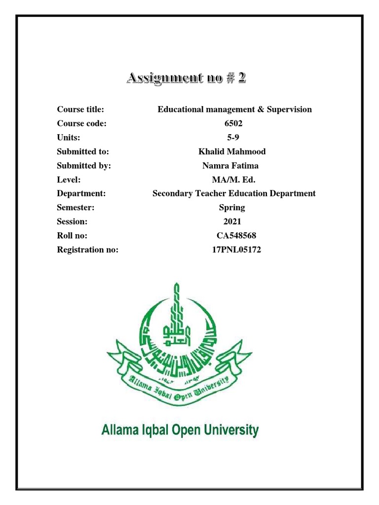Assignment No 2 (6502) | PDF | Teaching Method | Educational Assessment