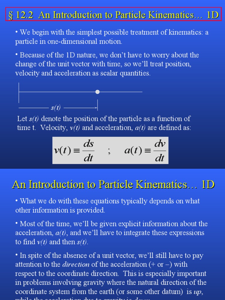 Lctr02 0905 Handout | PDF | Acceleration | Kinematics