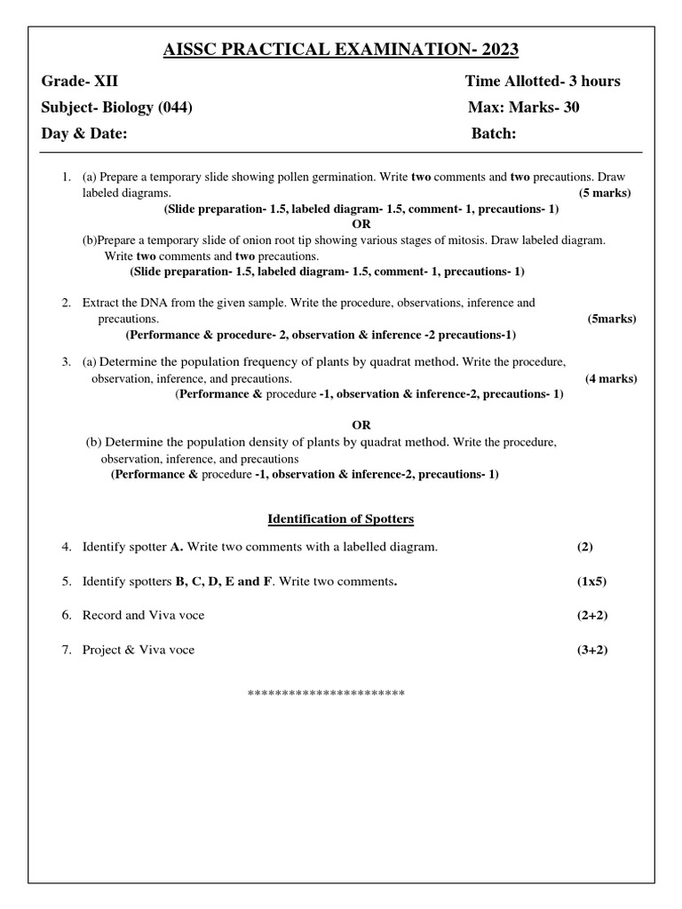 Aissc Practical 2023 | PDF | Teaching Methods & Materials | Science ...