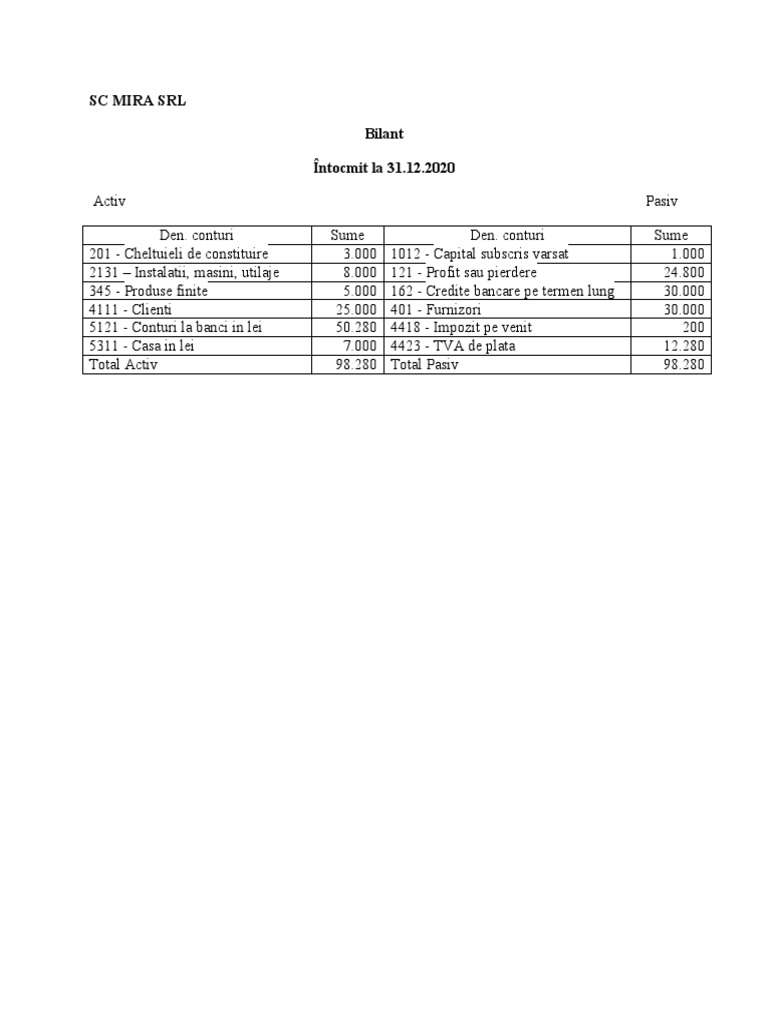 Model - Bilant Final | PDF