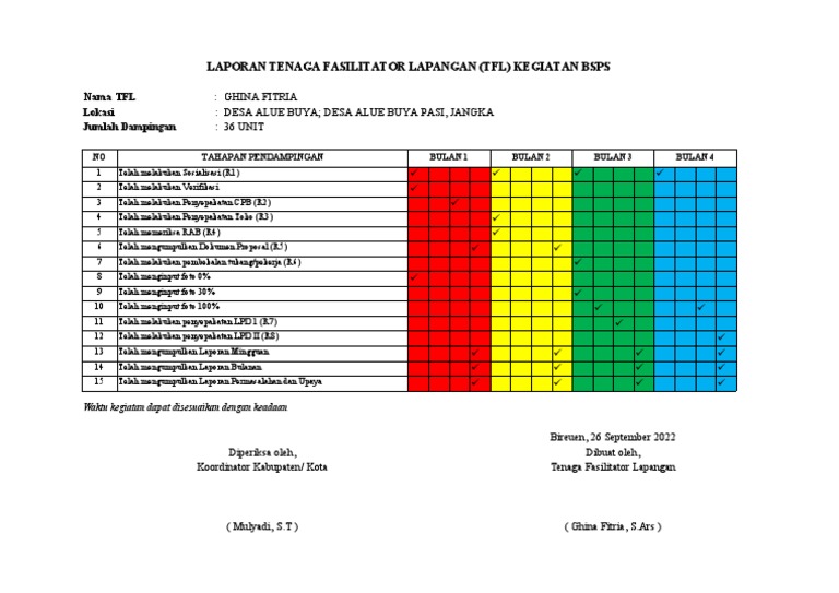 D-4 Laporan Tenaga Fasilitator Lapangan Bulan 1 | PDF