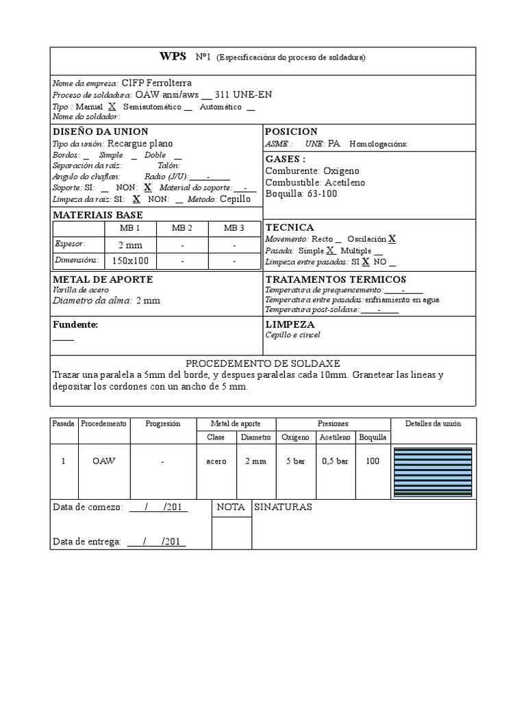 Especificación del Proceso OAW | PDF | Soldadura | Construcción