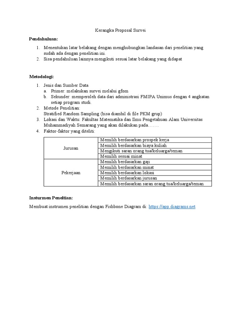 Kerangka Proposal Survei | PDF