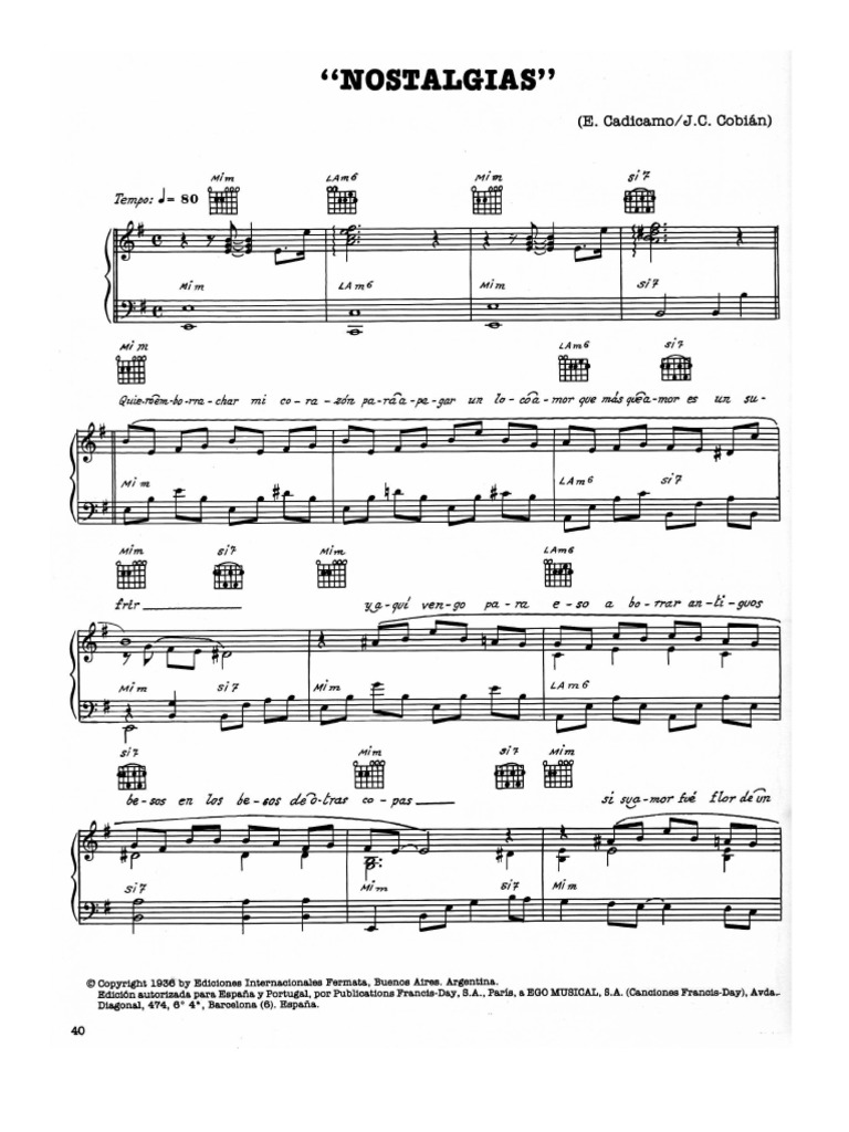 Nostalgias (Versión de Dyango) | PDF