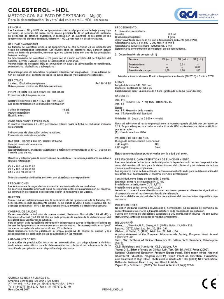 Determinacion de Colesterol HDL | PDF | Lipoproteína | Lípido