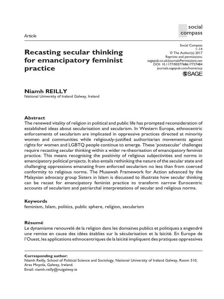 Recasting Secular Thinking For Emancipatory Feminist Practice (Social ...