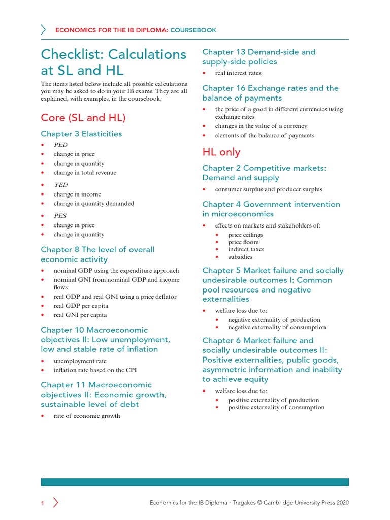 Checklist Calculation Ib Economics | PDF | Economics | Gross Domestic ...
